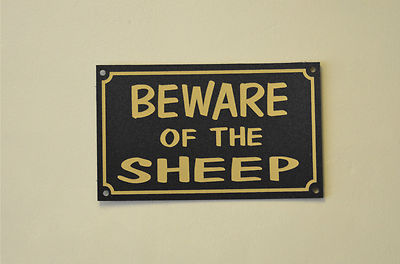 BEWARE OF THE SHEEP sign or sticker 150x90mm farm petting zoo field ...