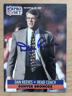 Dan Reeves Signed 1991 Pro Set Football Card Denver Broncos Auto ...