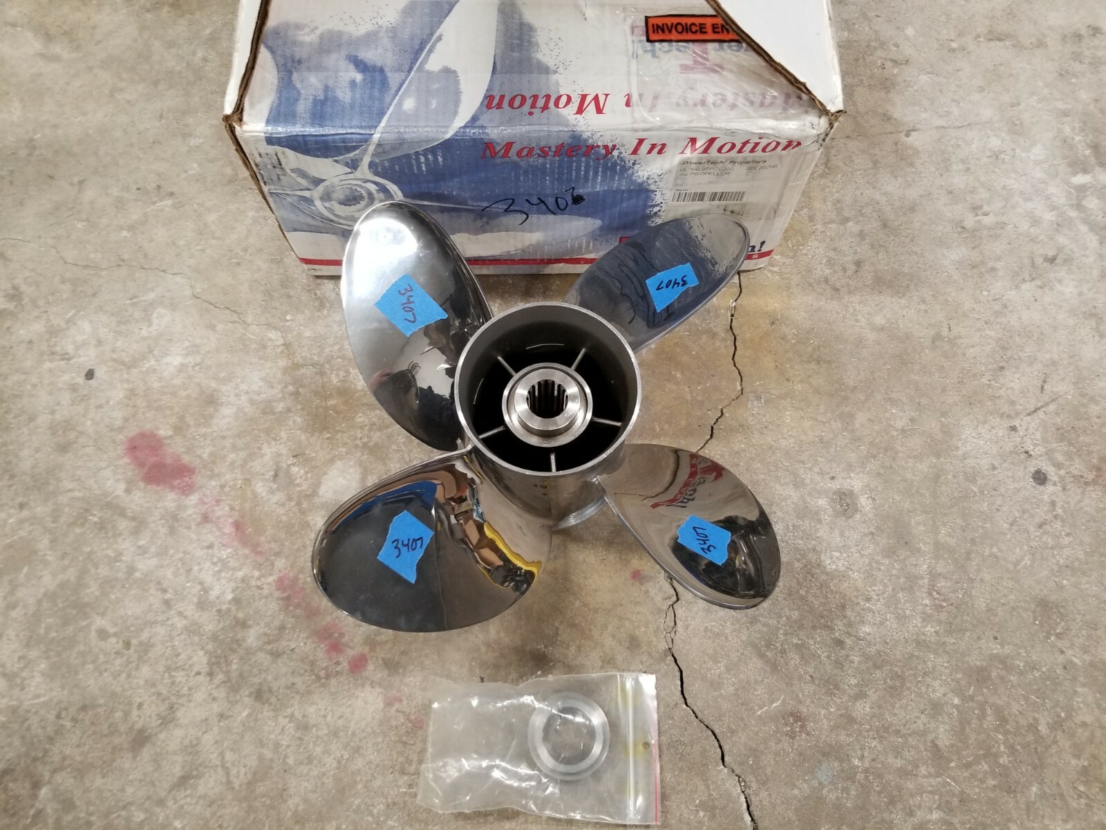 NEW PAIR OF 4 BLADE 15 1/4" X 27P POWERTECH OFS4 SS PROPS, YAM F350 ...