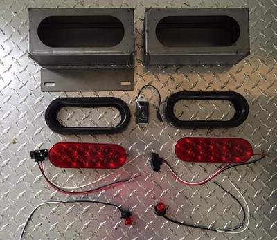 (2) Metal Trailer Light Boxes Kit, 6" Oval LED lights and 3/4" round ...