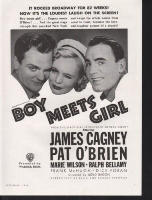 1938 BOY MEES GIRL CAGNEY OBRIEN WILSON BELLAMY ROMANTIC COMEDY MOVIE ...