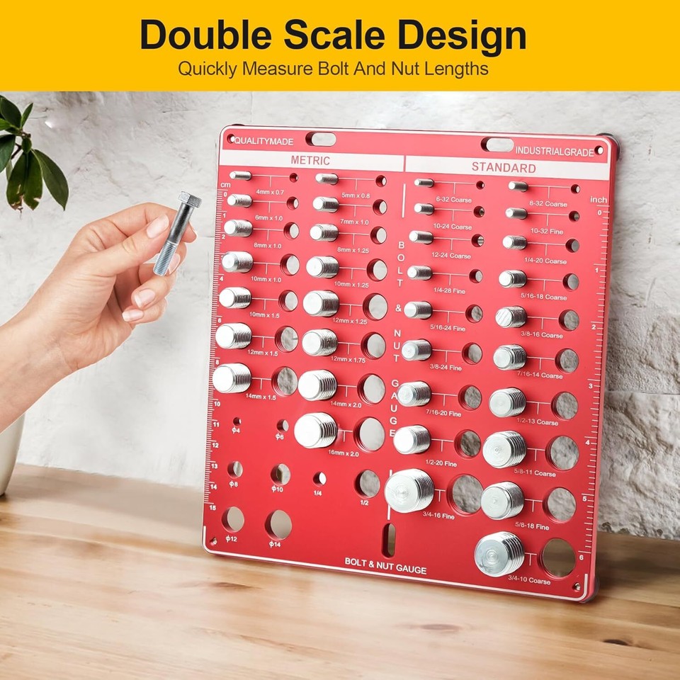 34 Nut and Bolt Inch and Metric Thread Checker Screw Thread Identifier ...