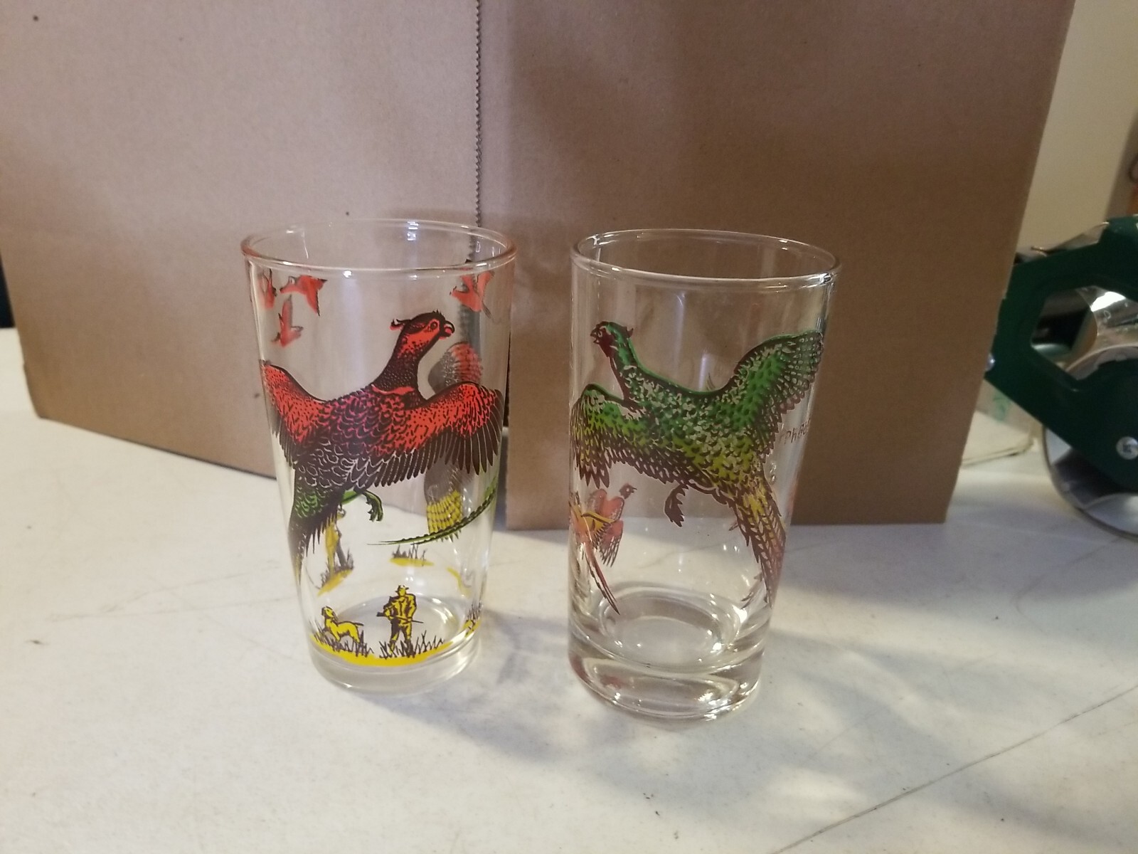 Vintage Drink Glass Set of 2 Pheasant Bird Hunting Swanky Swigs ...
