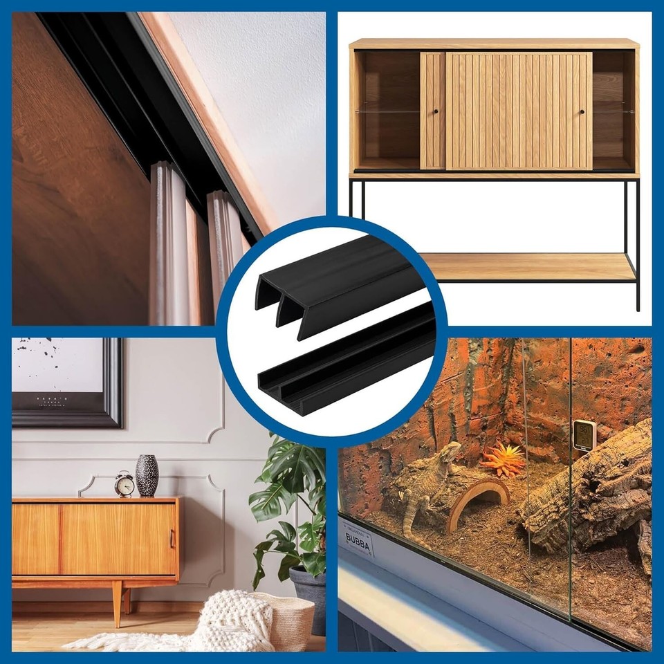 2 Pack Plastic Sliding Door Track Set for 1/4" Thick Panels Sliding ...