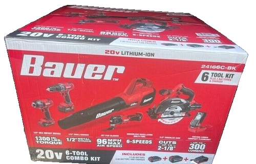WOW! BAUER 6 Tool Combo Kit 20V Cordless Li-Ion 3 Ah & 1.5 Ah Battery & Charger | eBay