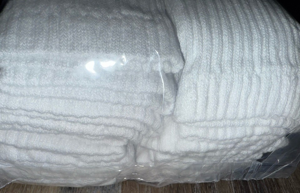 Powersox ~ 12-Pair White Socks Crew Cushioned Polyester Blend ~ Shoe ...