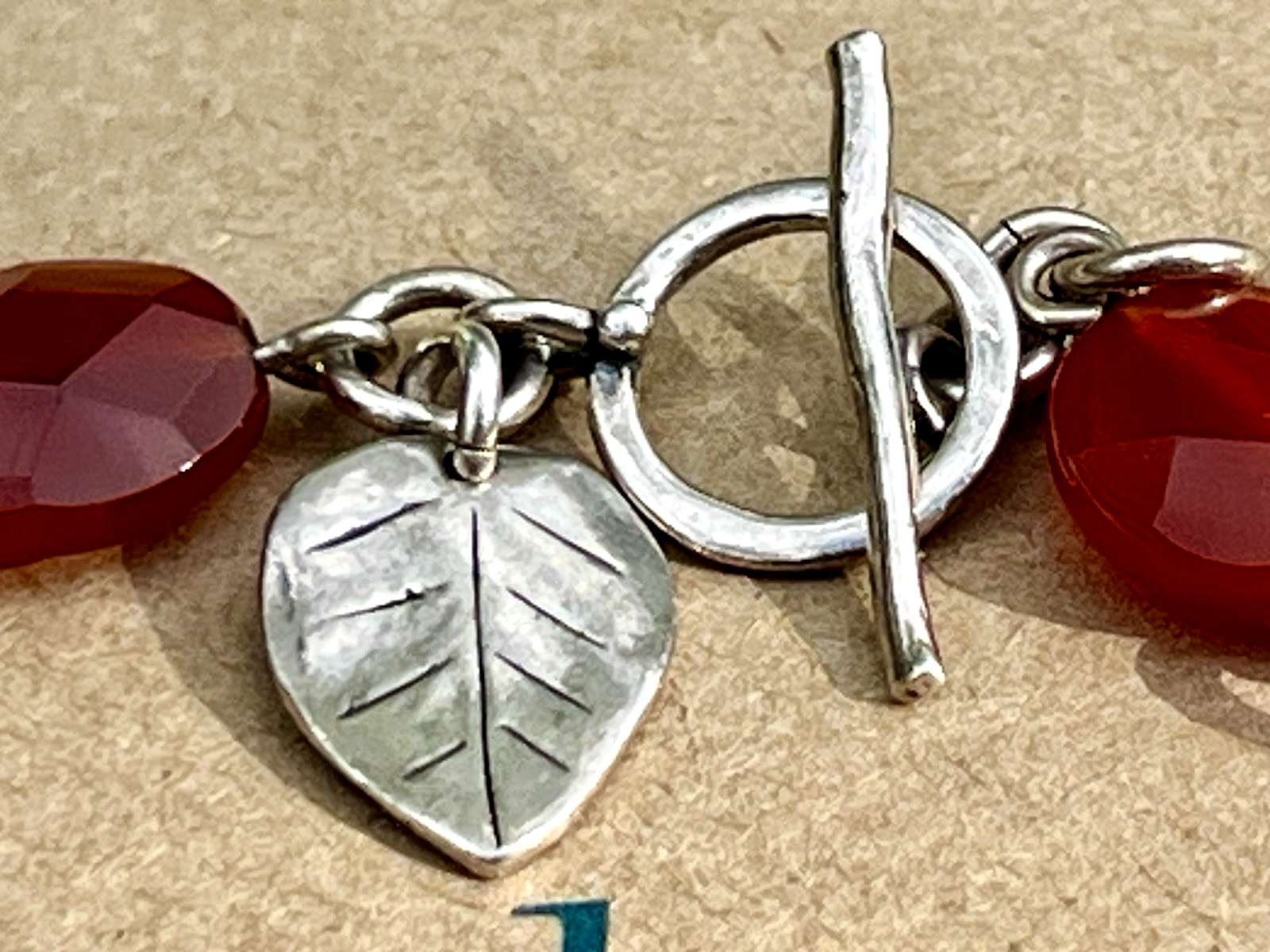 NEW $328 Sundance 7.5” Red Orange Carnelian Sterling Silver Link Toggle ...
