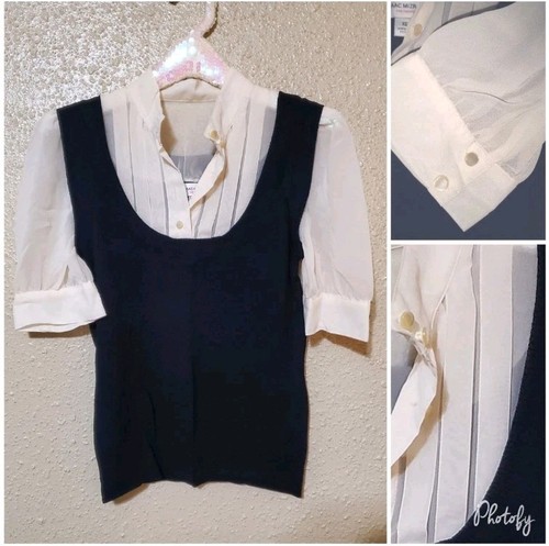 Women's Vintage Isaac Mizrahi For Target Black Sweater Vest Sheer Ivory ...