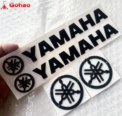 CHROMED BLACK 55MM FORK BADGE+8" LOGO LETTER FAIRING EMBLEM STICKER R1 ...