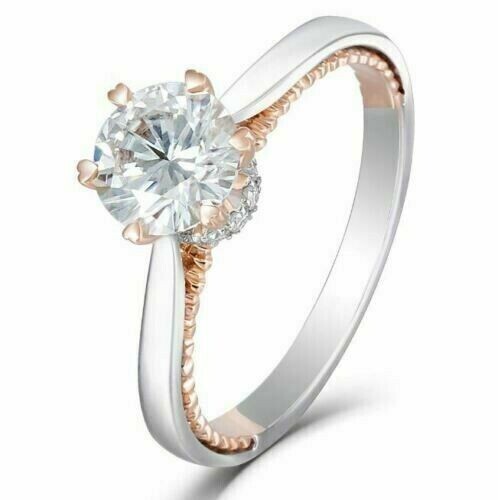 2Ct Round Lab-Created Diamond Solitaire Engagement Ring 14k Rose Gold ...