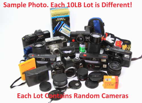 Vintage 10LB Camera Box Repair or Props Lot 35mm SLR Compacts Lenses ...