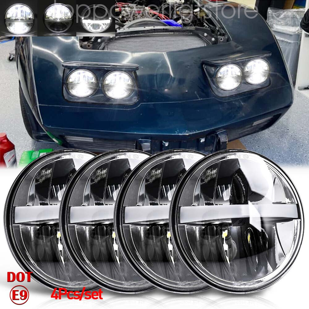 4PCS DOT 5 3/4" 5.75" LED Headlights w/ DRL Halo for Chevrolet Corvette ...