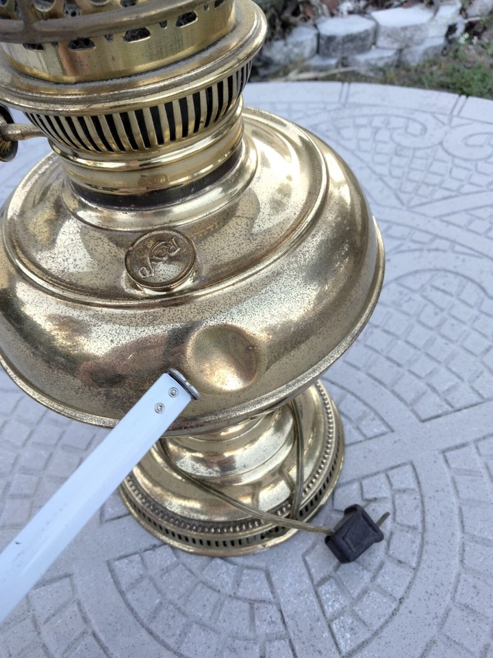 Vintage/Antique Brass Rayo Oil Lamp Electrified with Shade Ring, Works ...