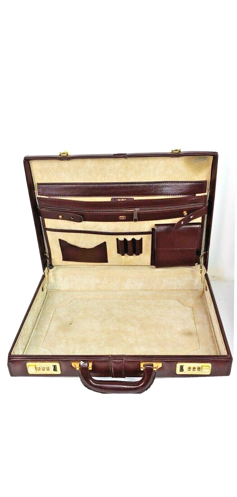 Vintage HIT Genuine Leather Attache Briefcase Brown T… - Gem
