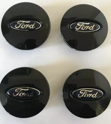 4x For Ford Wheel Center Caps 66mm Hubcaps Rim Caps Emblem Black ...
