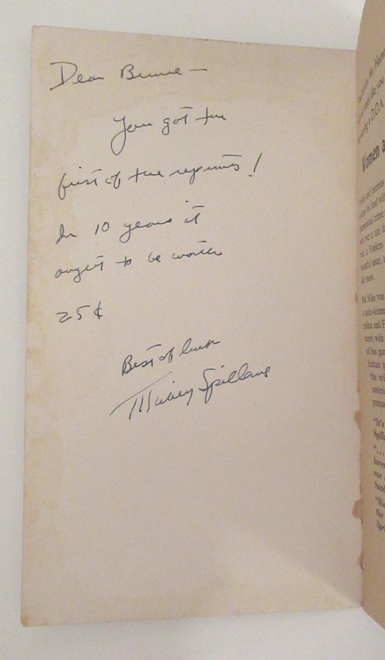 Eight Mickey Spillane Novels Signed and Inscribed to Local Postman | eBay