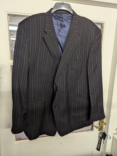 Hugo James Men's Clean Black Suit Jacket Blazer, Size XL Chest 54" Pin ...