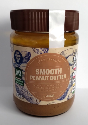 666. ASDA Delicious Smooth Peanut Butter 100% Nuts 340g Best Before Dec ...