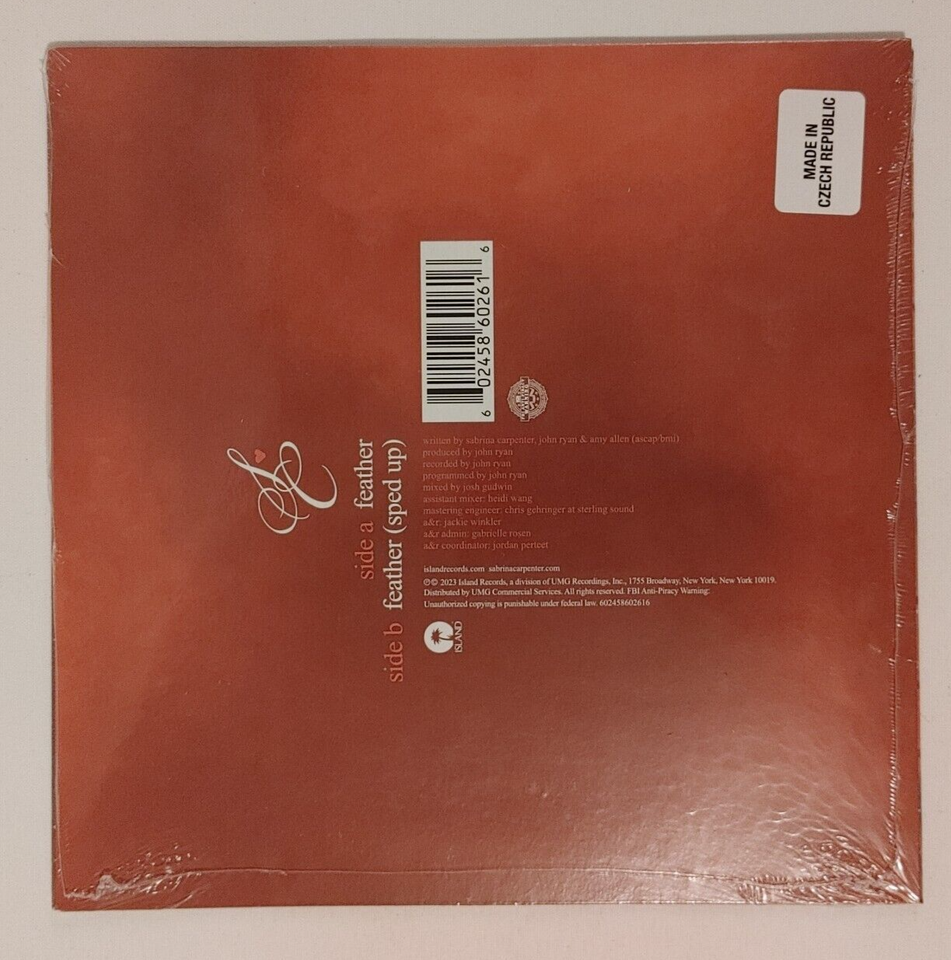 Sabrina Carpenter Feather pink glitter 7” single vinyl NEW SEALED | eBay