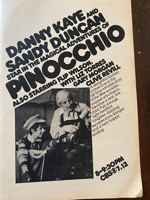 Pinocchio, Danny Kaye, Sandy Duncan, Full Page Vintage TV Guide Ad | eBay