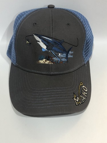 Just Hook Em Mako Embroidered Gray Blue Adjustable Hat Cap Fishing | eBay