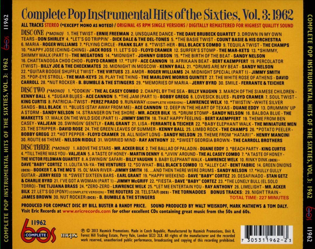 VARIOUS ARTISTS - COMPLETE POP INSTRUMENTAL HITS OF THE SIXTIES, VOL. 3 ...