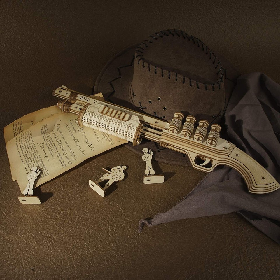 ROKR 3D Wooden Puzzle Rubber Band Gun Model Kits Building Kit Teens ...