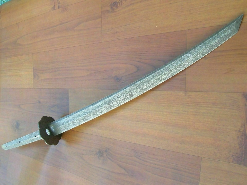 KATANA BLANK BLADE 28 INCHES DAMASCUS STEEL, FULL TANG HUNTING BLADE ...