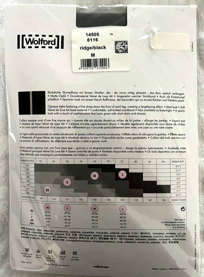 Wolford Women's Ridge Black Maria Tights Size Medium | eBay