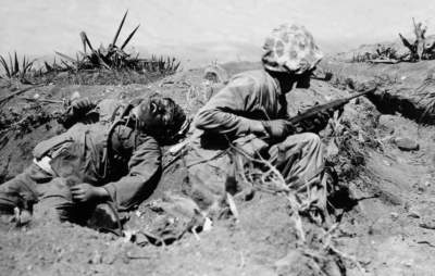 WW2 WWII Photo US Marine Pacific Island M1 Carbine USMC World War Two ...