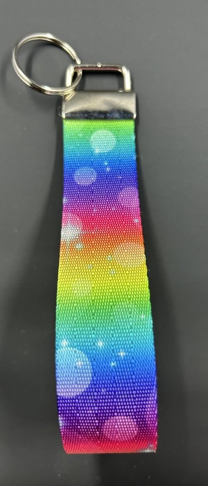 Rainbow Bubbles Key Fob Wristlet Lanyard Strap 1" Wide Keychain | eBay