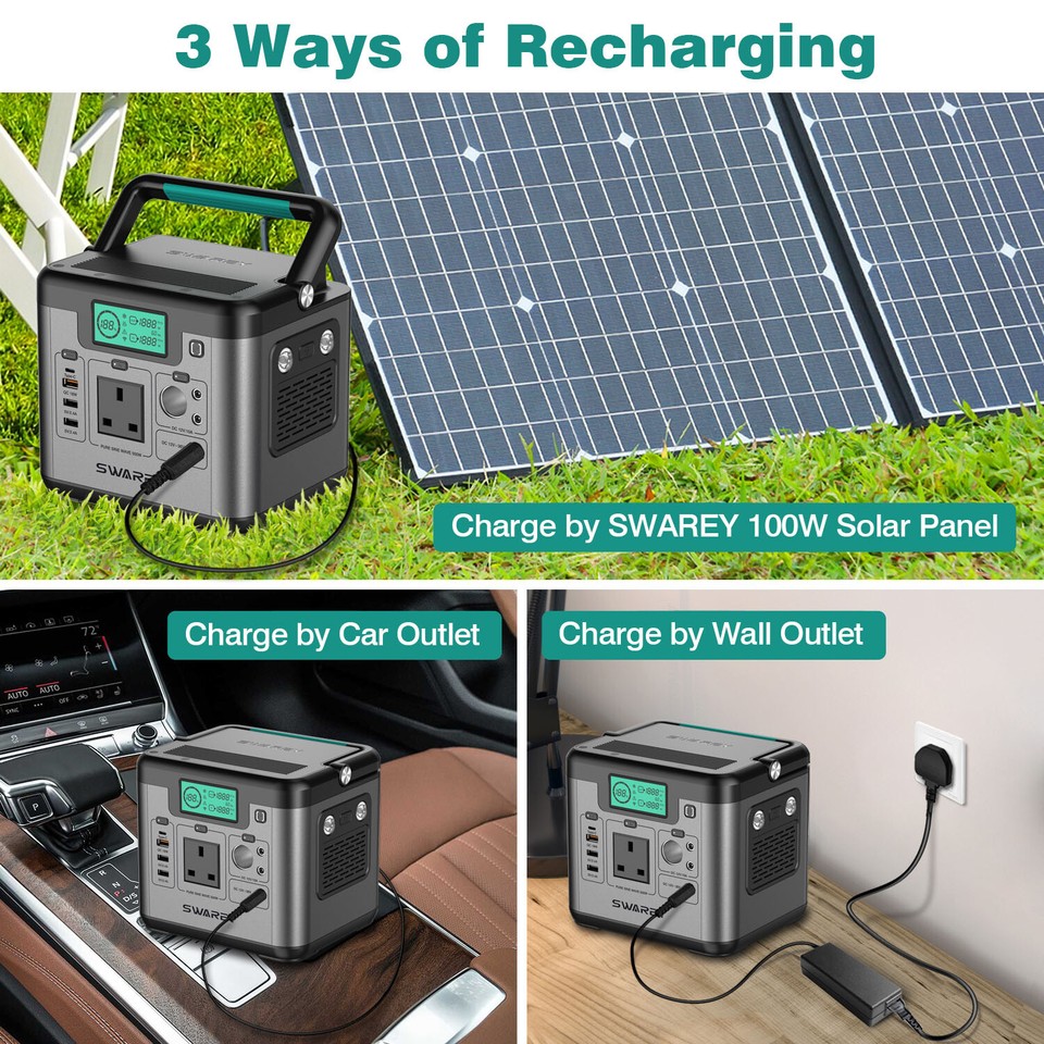 518Wh Portable Power Station Solar Generator kit 100W Foldable Solar ...