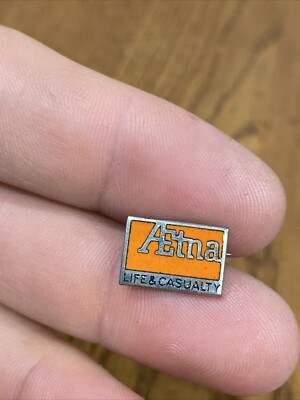 Aetna Life & Casualty Vtg Orange Enameled Employee Pin Lapel Aetna ...