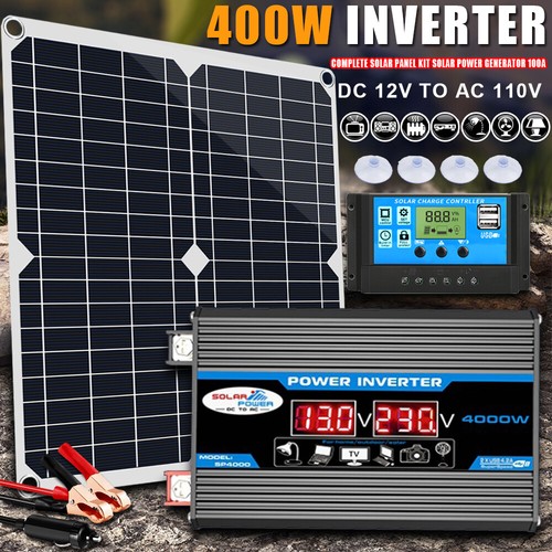 200W Solar Panel Kits 4000W Power Inverter 12V 100A Battery Charger ...