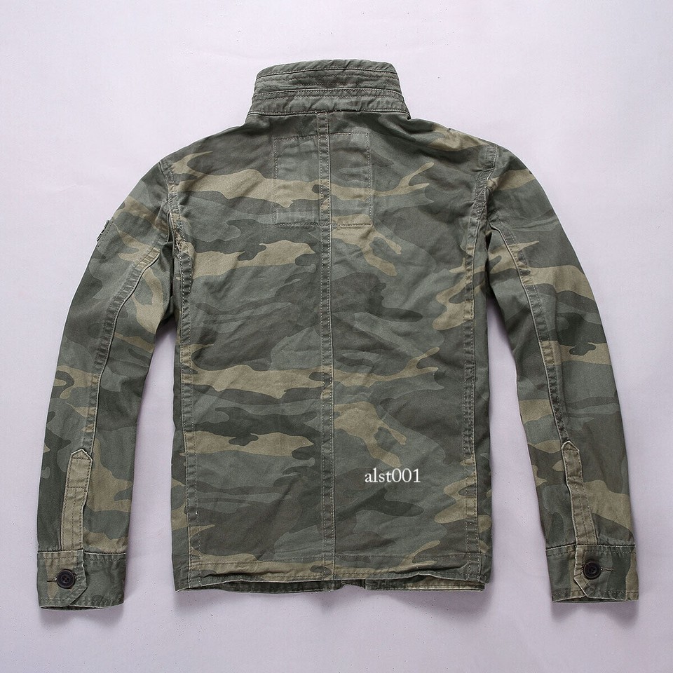 Mens Retro Jacket Slim Fit Casual Camouflage Zipper Youth Multiple ...