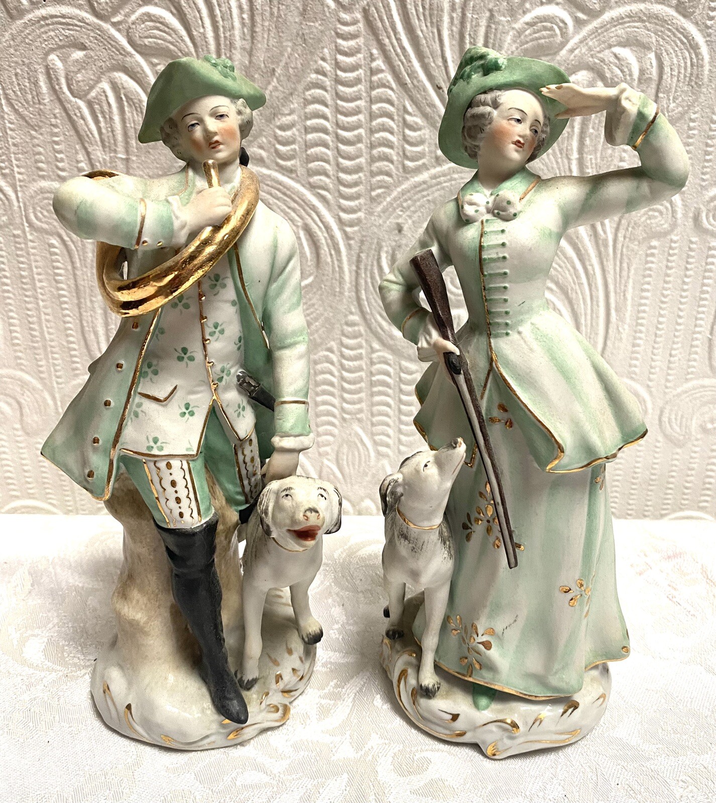 Pair Antique Sitzendorf Figurines With Dogs | eBay