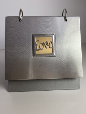 Brushed Aluminium Cover Photo Album Display Stand Holds 36 Photos LOVE ...