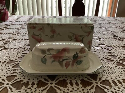 NIB Mikasa Silk Flowers Covered 8" x 5" Butter DIsh Japan F3003-760 | eBay