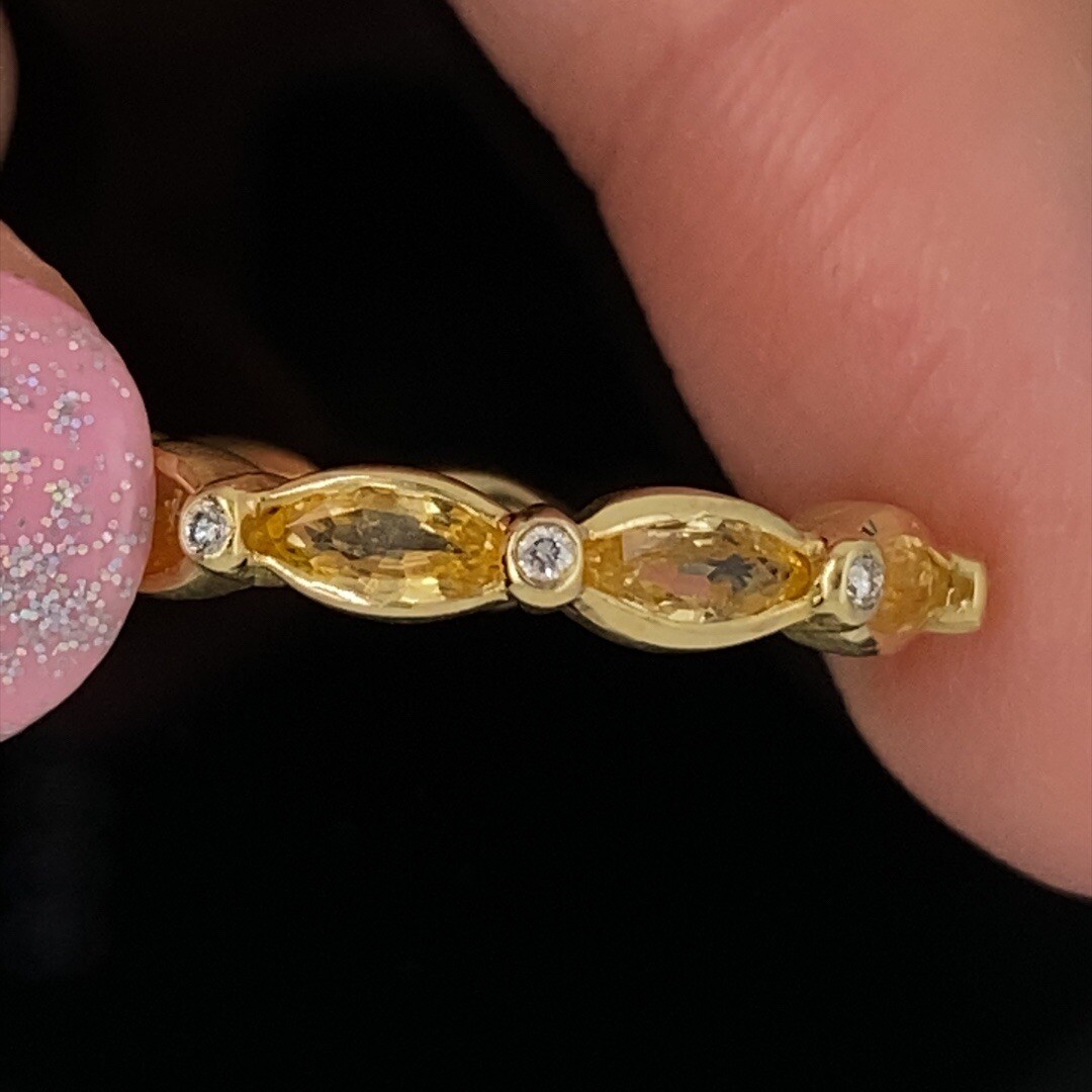 Doris Panos 18k Gold 1.80Ctw Diamond & Yellow Sapphire Eternity Ring ...