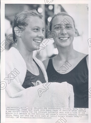 1959 National AAU Swim Championship Becky Collins & Nancy Ramey Press ...