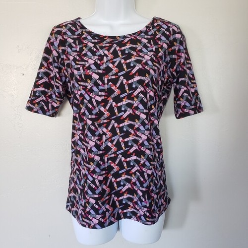 Lularoe Lipstick Print Quarter Sleeve Top Women's Small 3/4 Slv Pattern ...