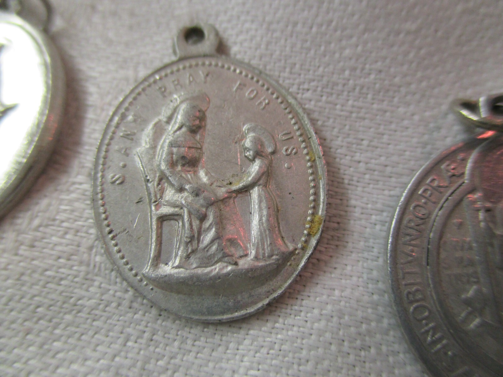Vintage Italy silver tone 3 Medals St Ann Sentia St Dymphna | eBay