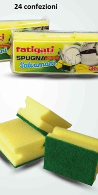 x 24 Confezioni Da 3 Pezzi Spugna Salvamani Lavare Piatti Stoviglie ...