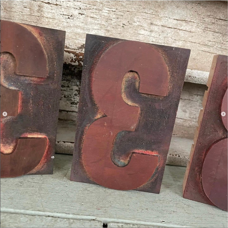 ENTIRE TRAY Vintage Letterpress Wood Type Block Number Symbol ...