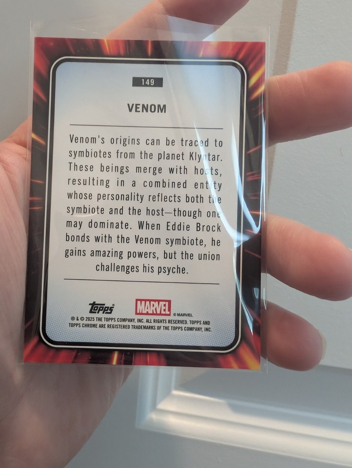 2025 Topps Chrome Marvel Venom Black Web Refractor 21/399 Color Match ...
