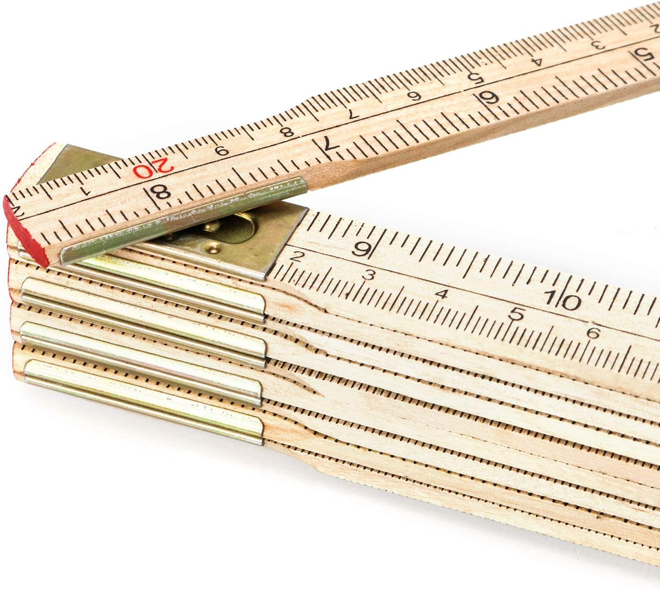 Folding Wood Rule, 6 FT 6 Inch Foldable Ruler with US and Metric ...