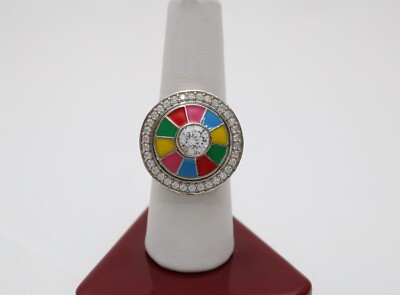D'Joy Sterling Silver CZ Spinning Color Wheel Ring, Size 8.25 - 10.0g ...