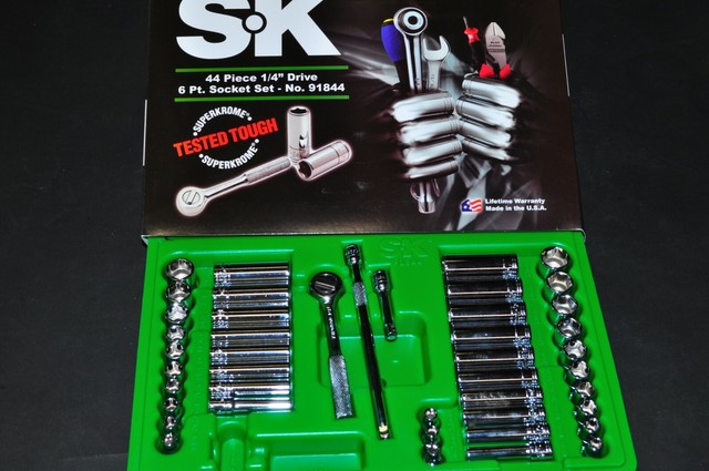SK Tools 91844 1/4" Drive Deep & Shallow 6pt Socket Set Thumb Wheel ...