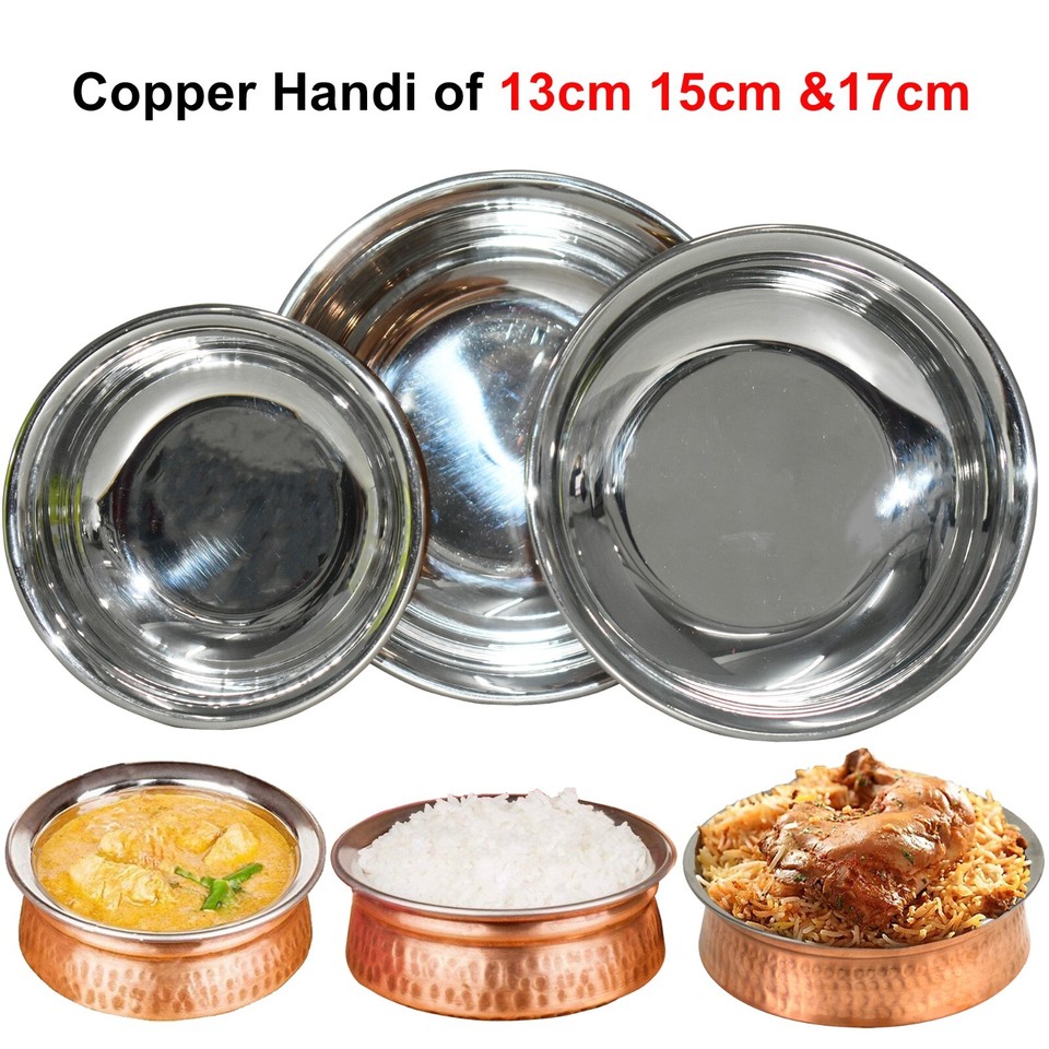 Authentic Traditional Hammered Indian 13, 15, 17cm Copper Handi Pot ...