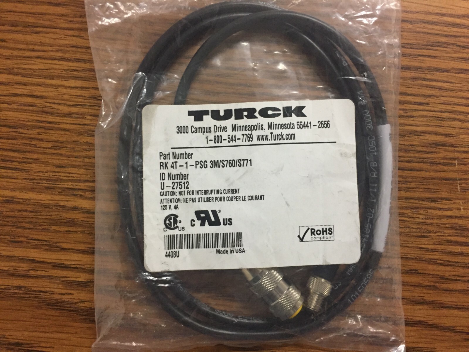 Turck RK 4T-1-PSG 3M/S760/S771, U-27512, Cordset; M12 Female to M8 Male ...